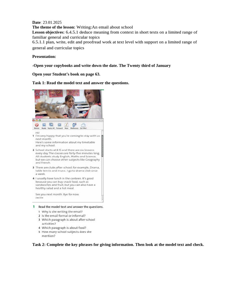 Email Writing Lesson Plan | PDF