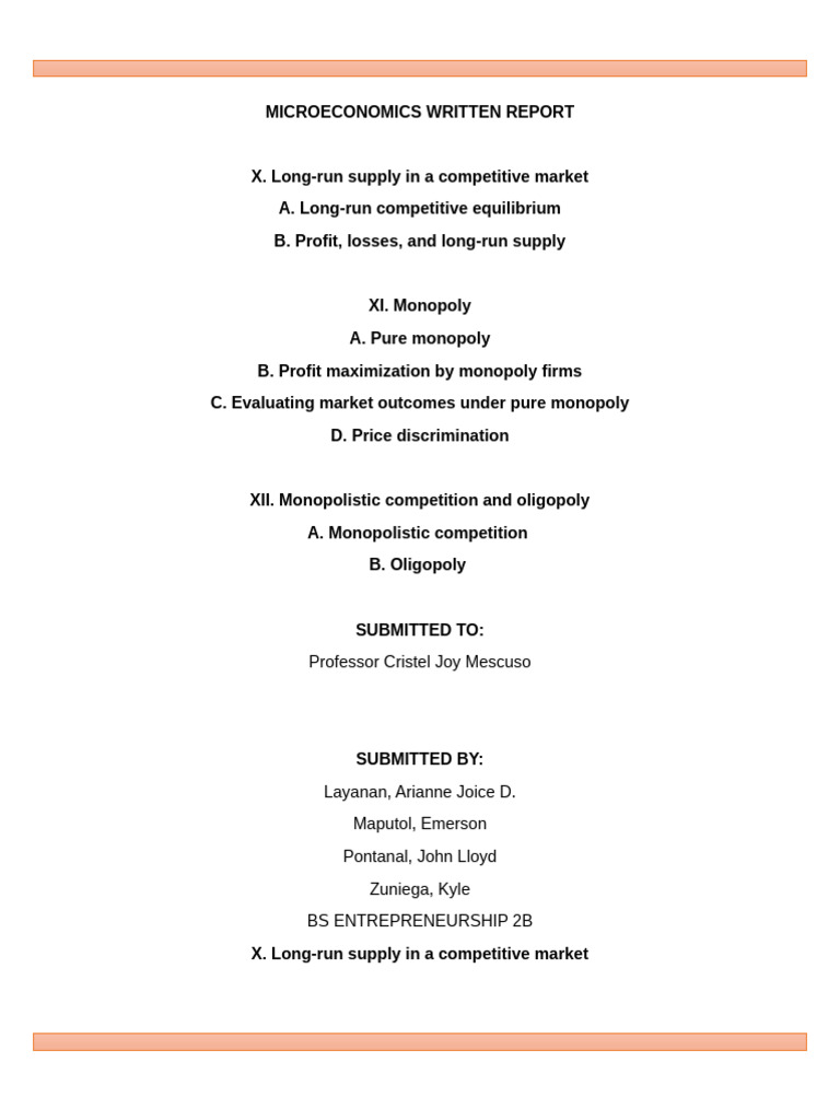 Microeconomics Written Report | PDF | Oligopoly | Profit (Economics)