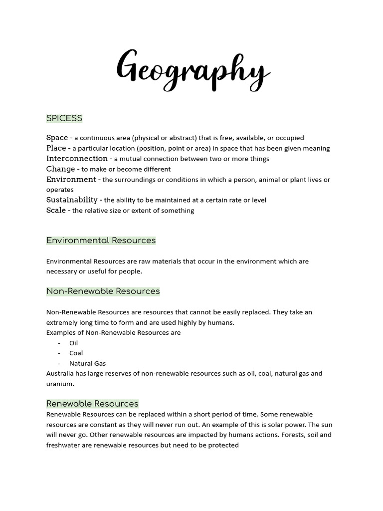 Understanding SPICESS in Geography | PDF | Water | Renewable Resources