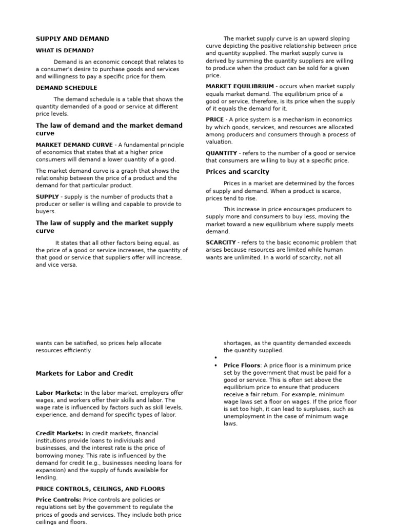 Supply and Demand Analysis Handouts | PDF | Supply And Demand | Supply ...