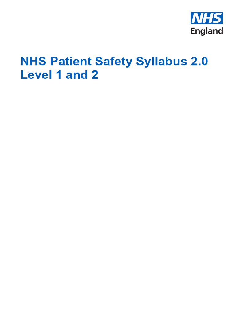 NHS Patient Safety Syllabus 2.0 Overview | PDF | Patient Safety | Risk
