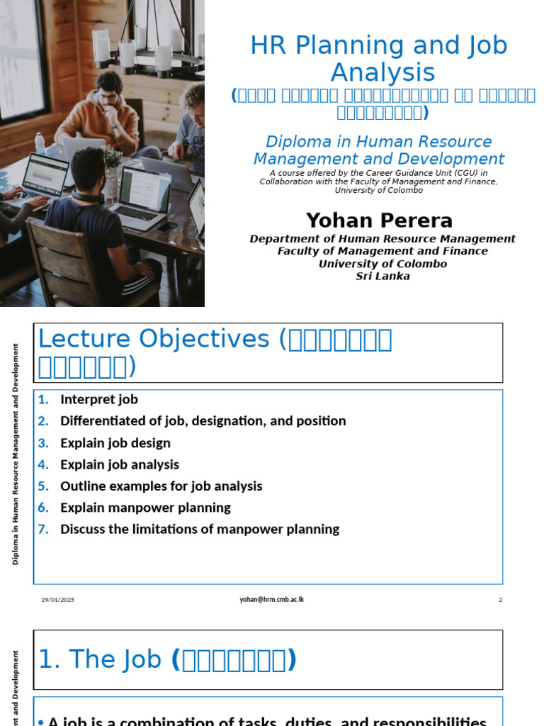 CGU HRM Course Lesson 7 Job Design, Analysis and HRP 20-07-2022 | PDF ...