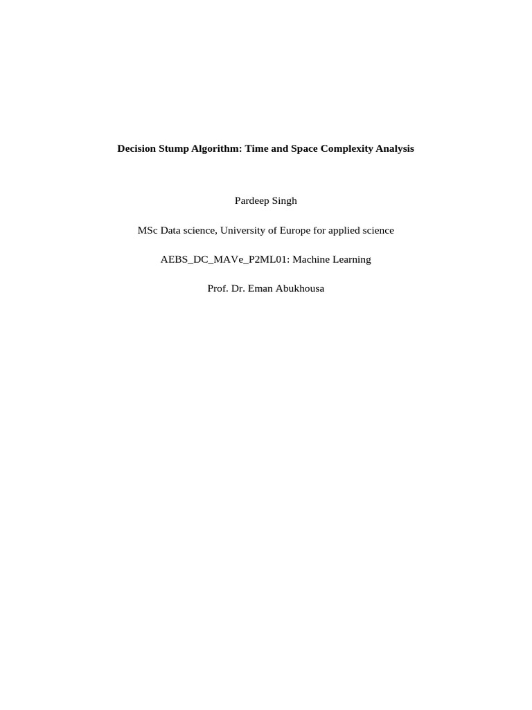 Decision Stump Algorithm 1 | PDF | Time Complexity | Statistical ...