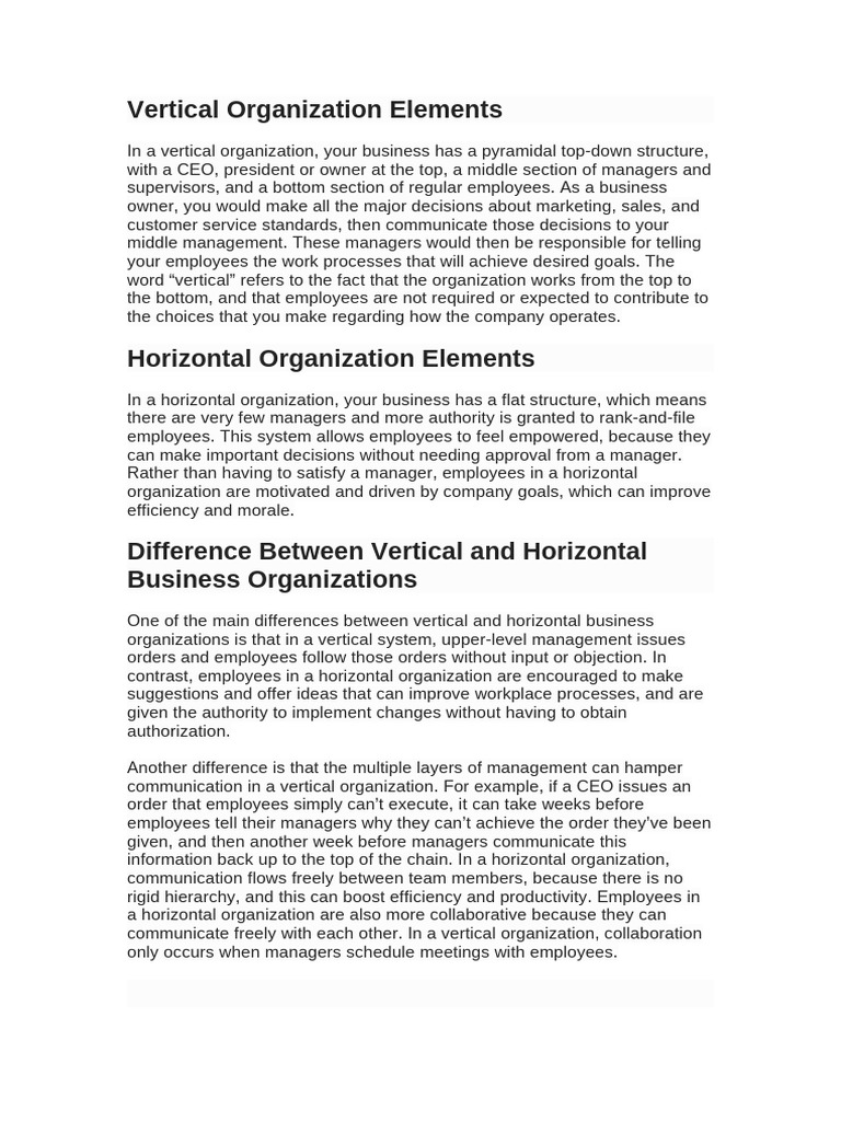 Vertical Organization Elements | PDF | Business | Business Economics