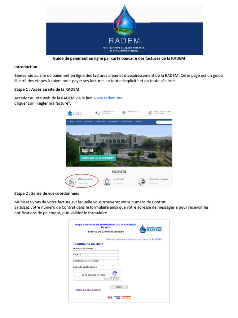 Guide de paiement en ligne RADEM | PDF