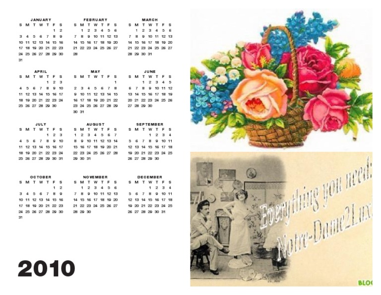 2010 Monthly Calendar Overview | PDF