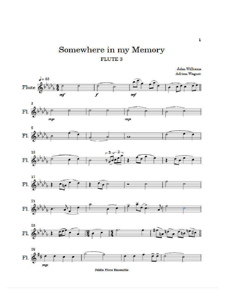 Somwhere in My Memory - Flute 3 | PDF