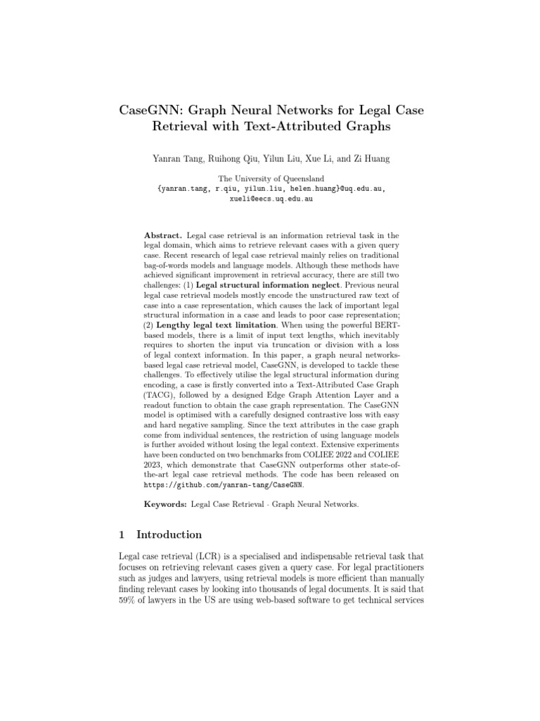 Legal Case Retrieval with CaseGNN | PDF
