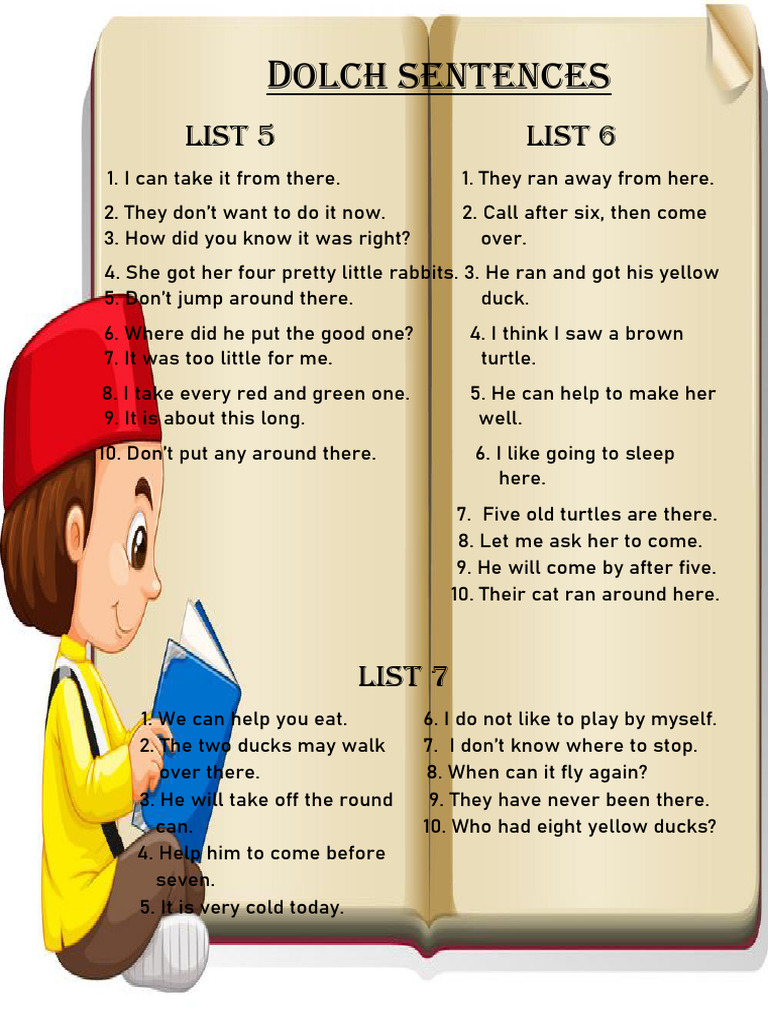 Dolch SENTENCES (LIST 5-7) | PDF