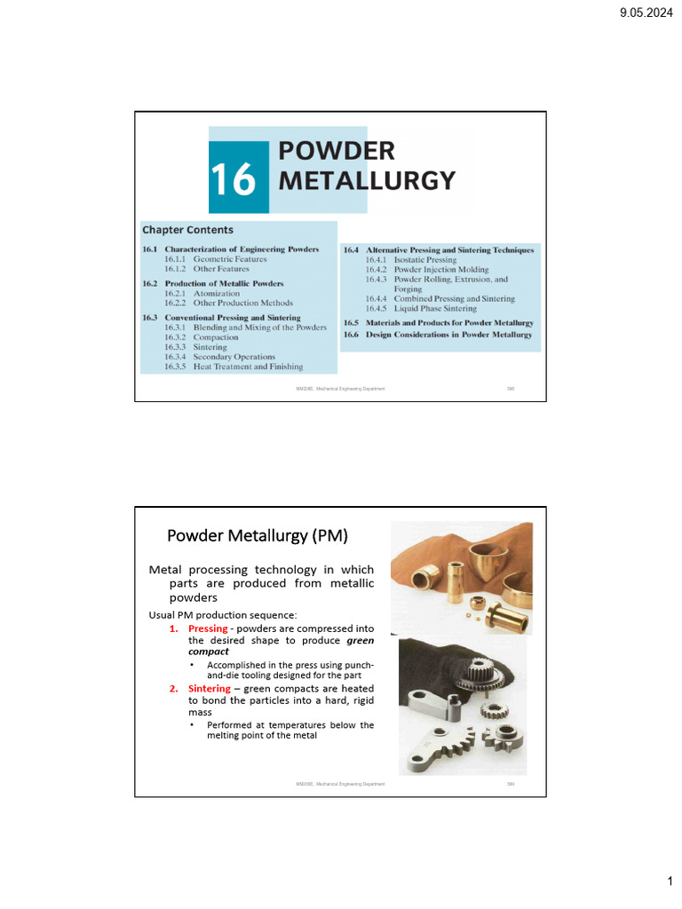 Microsoft PowerPoint - 09_Powder Metallurgy | PDF | Sintering | Applied ...