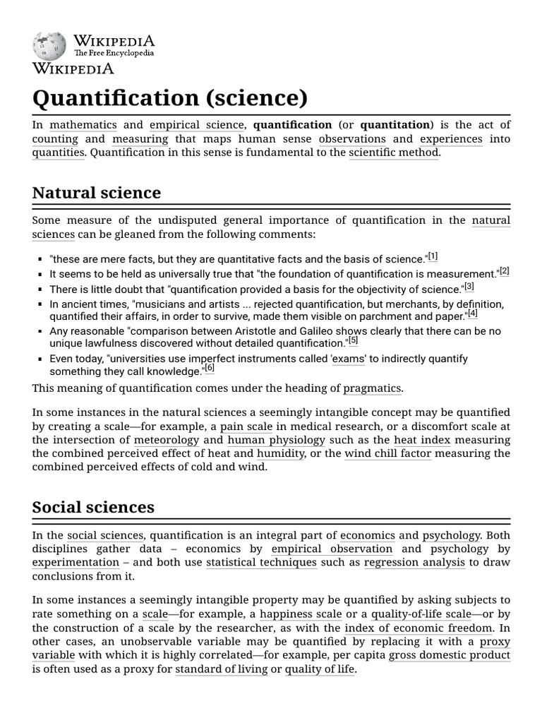 Quantification (Science) - Wikipedia | PDF | Science | Methodology
