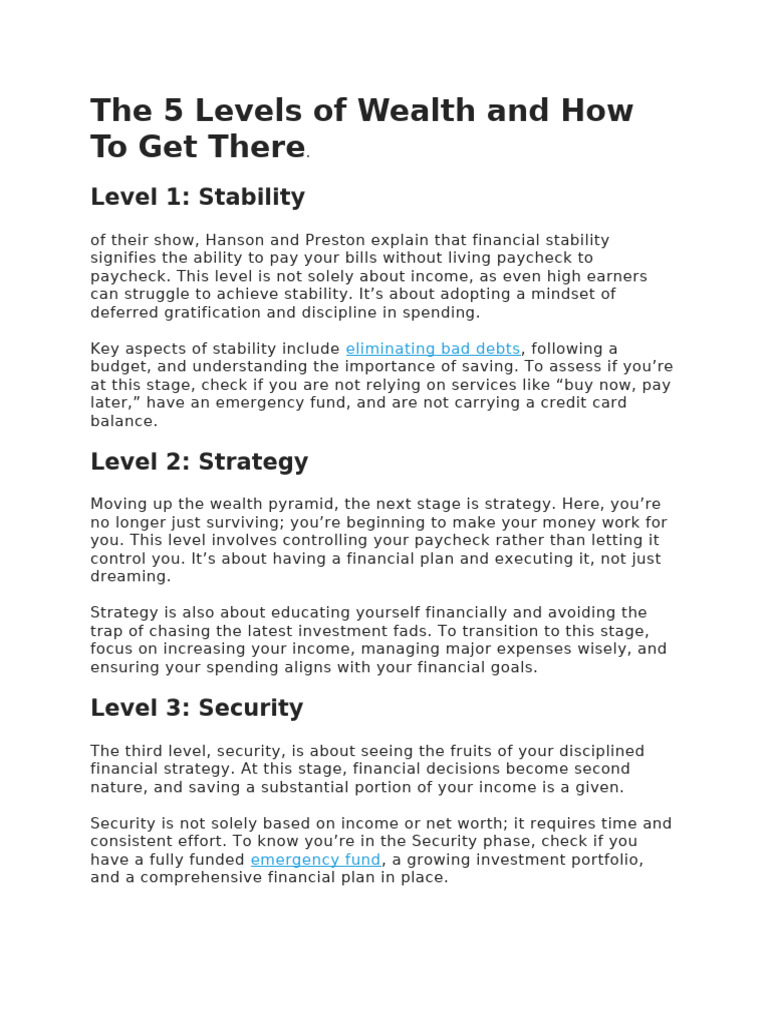5 Levels of Wealth Explained | PDF | Wealth | Disciplines