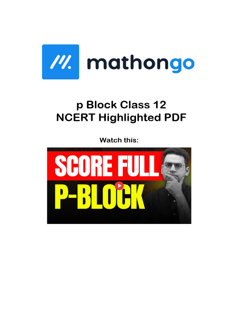 P Block Elements NCERT Highlighted Class 12 | PDF