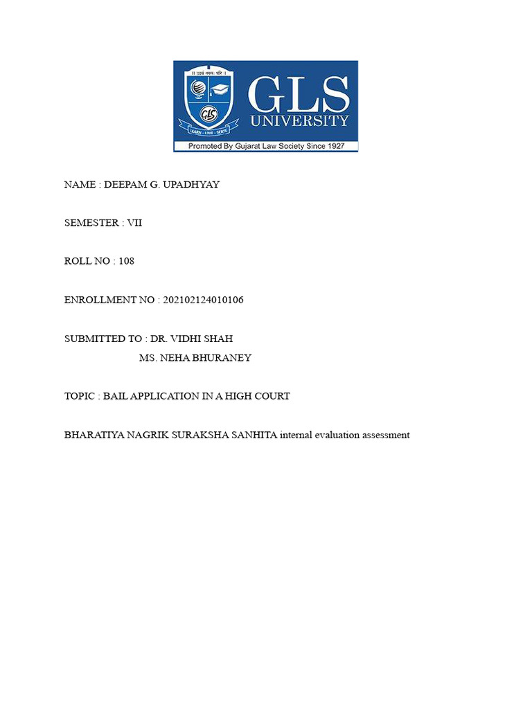 BNSS Internal Evaluation Assessment | PDF | Bail | Arrest