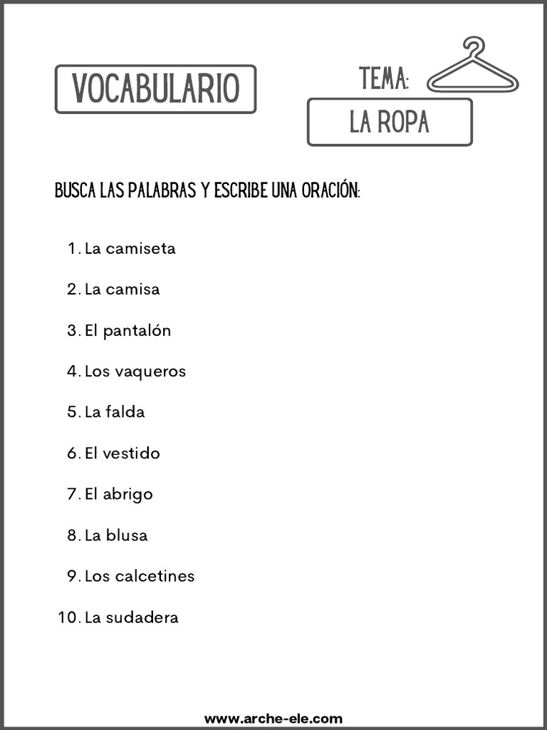 Vocabulario de Ropa en Español | PDF