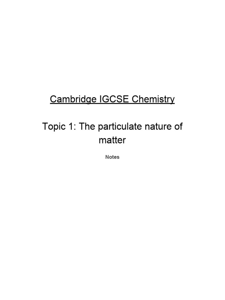 Particulate Nature of Matter Notes | PDF | Materials | Chemistry