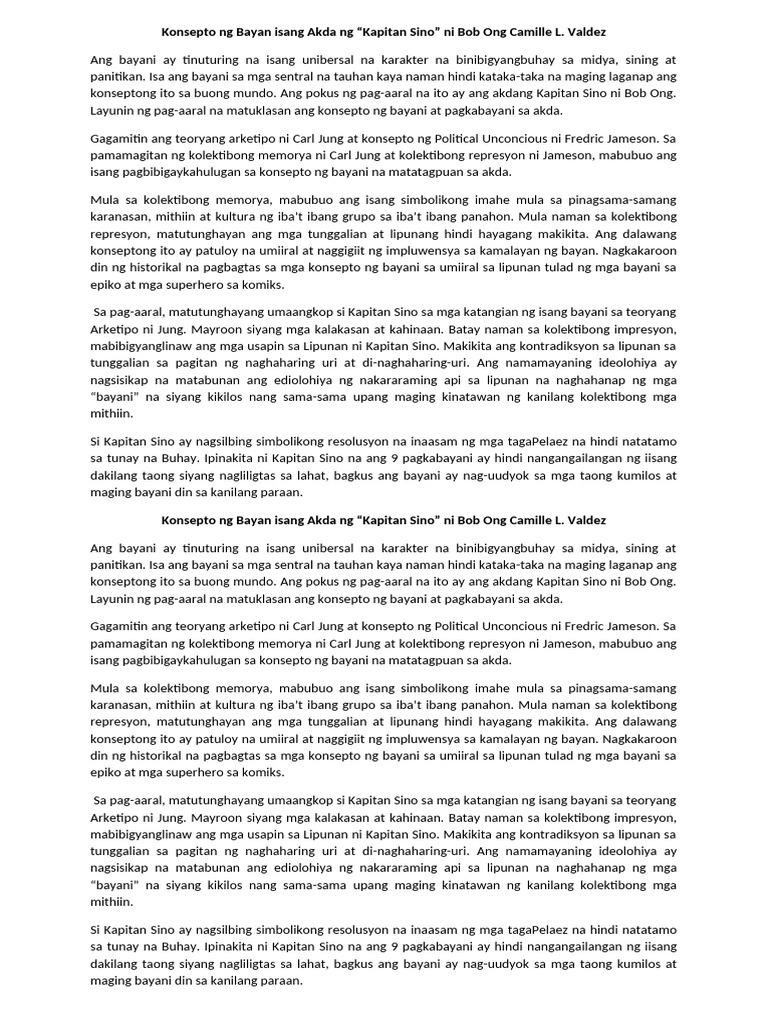 Konsepto NG Bayan Isang Akda NG | PDF