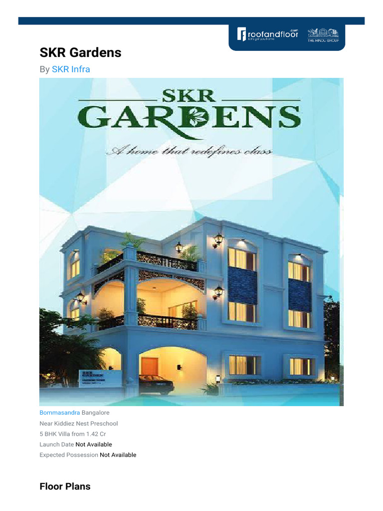 SKR Gardens: 5 BHK Villas in Bommasandra | PDF | Building Engineering