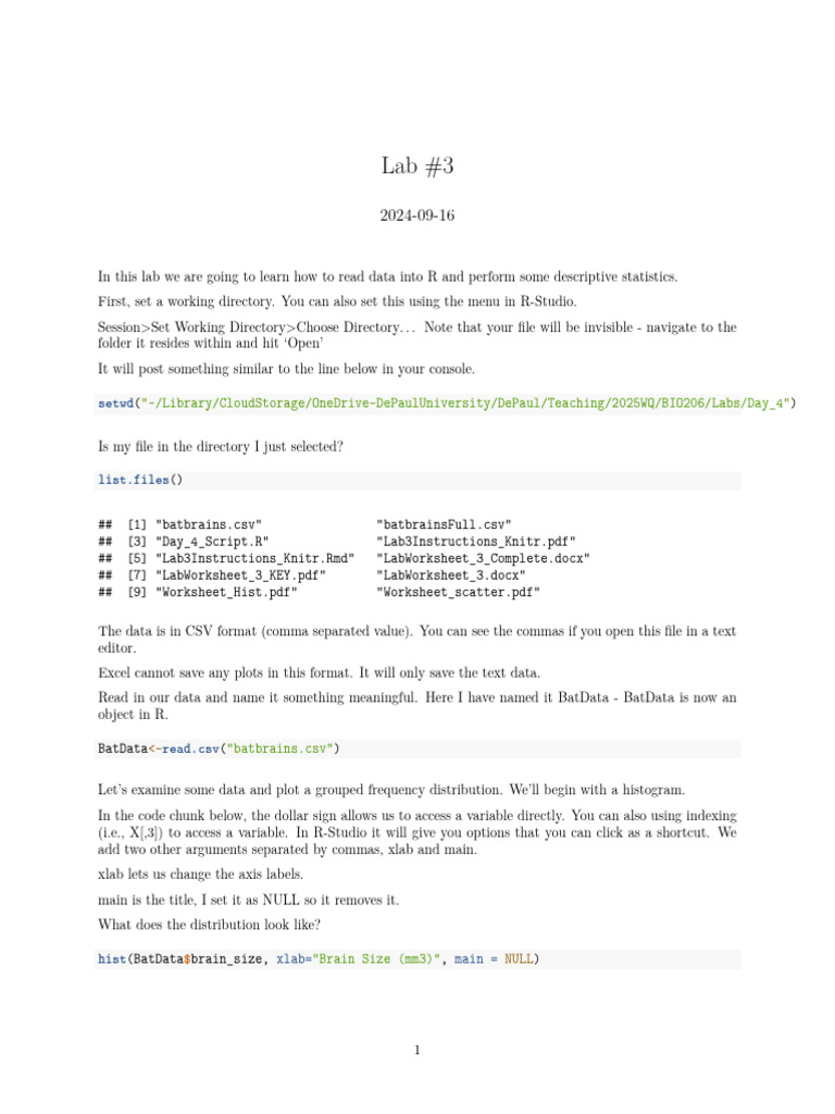 Lab3Instructions Knitr | PDF | Comma Separated Values | Spreadsheet Software