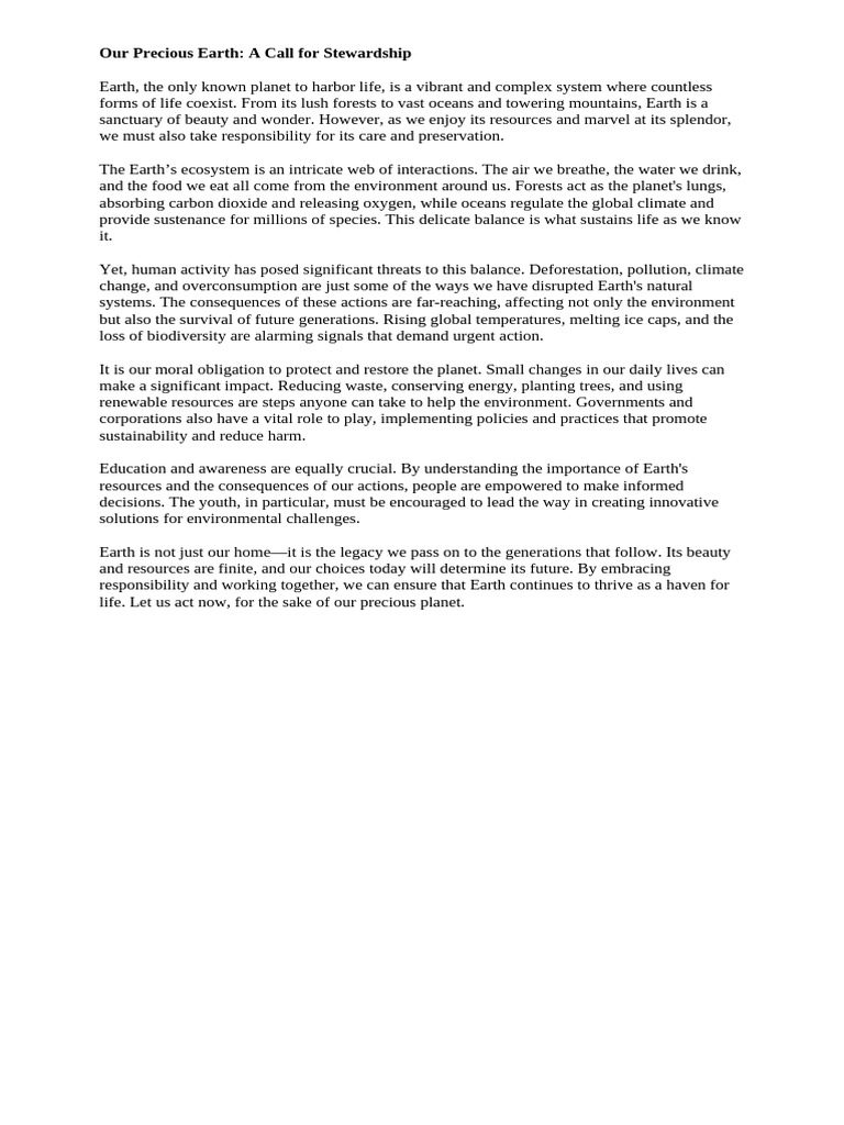 Stewardship for Our Precious Earth | PDF