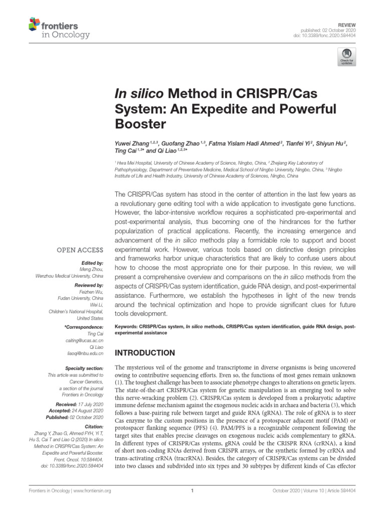 In Sillico Crispr Cas System | PDF | Crispr | Genetics