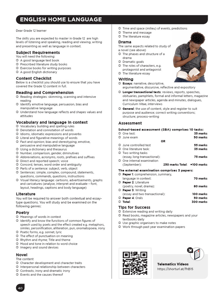 Grade 12 English Language Guide | PDF | Essays | Vocabulary
