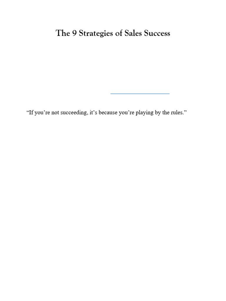 9 Essential Sales Success Strategies | PDF | Mind | Sales