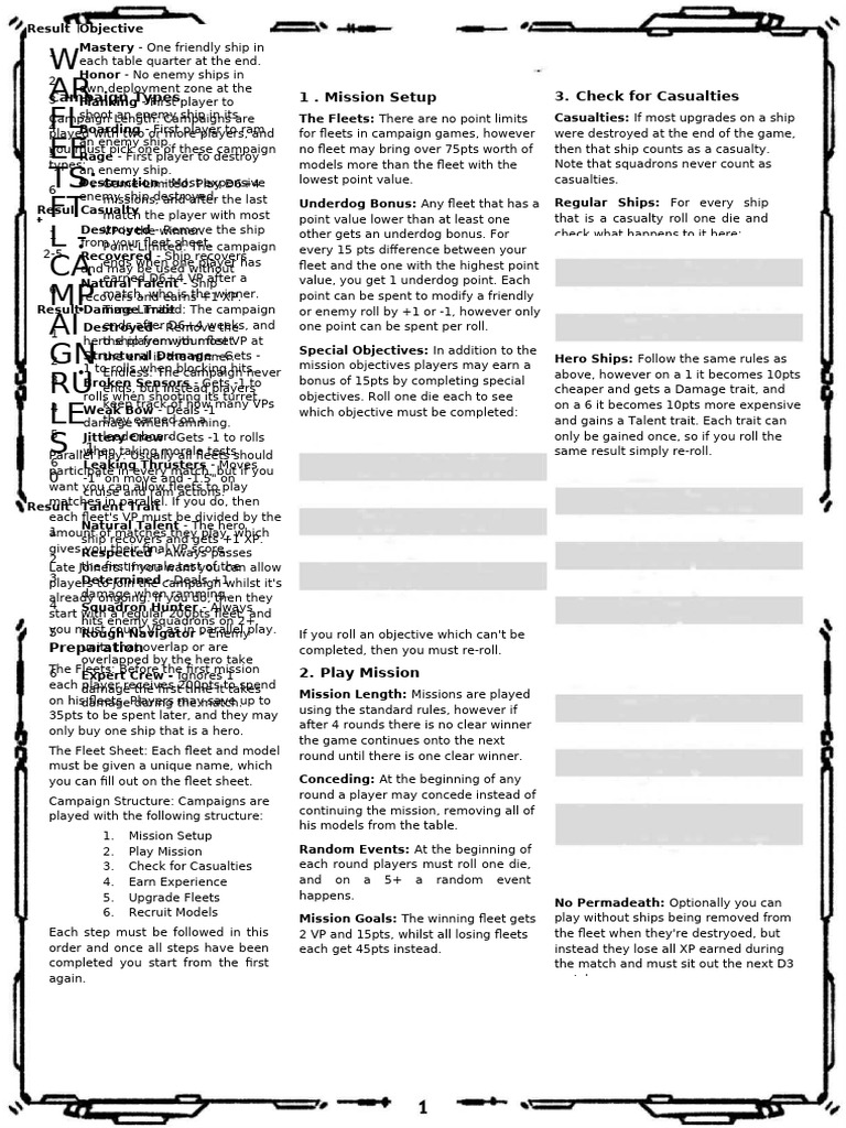 Warfleets FTL - Campaign Rules v1.0 | PDF