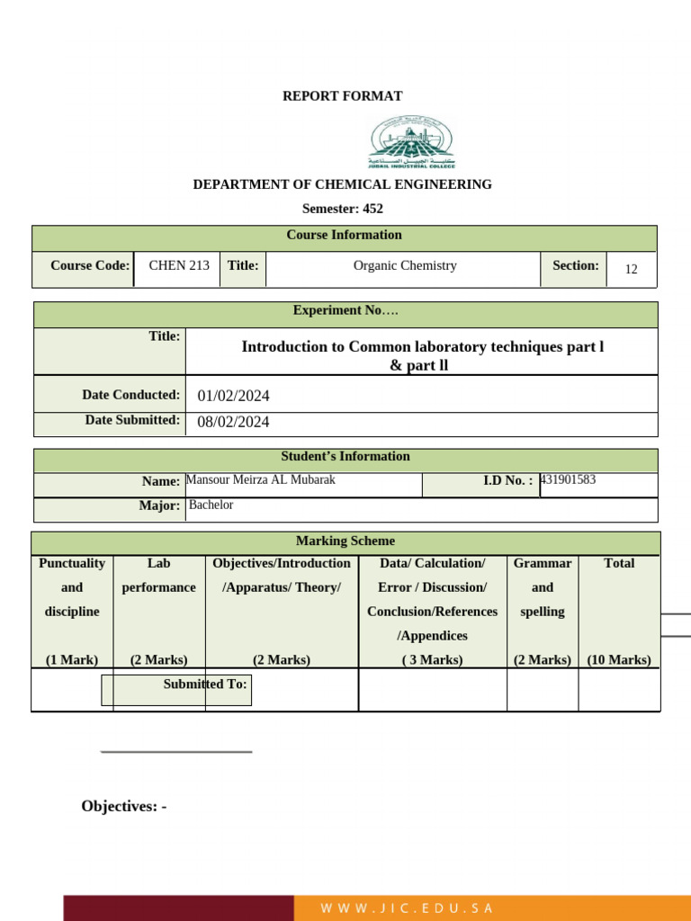 Organic Chemistry Lab Techniques Report | PDF | Solubility | Solvation