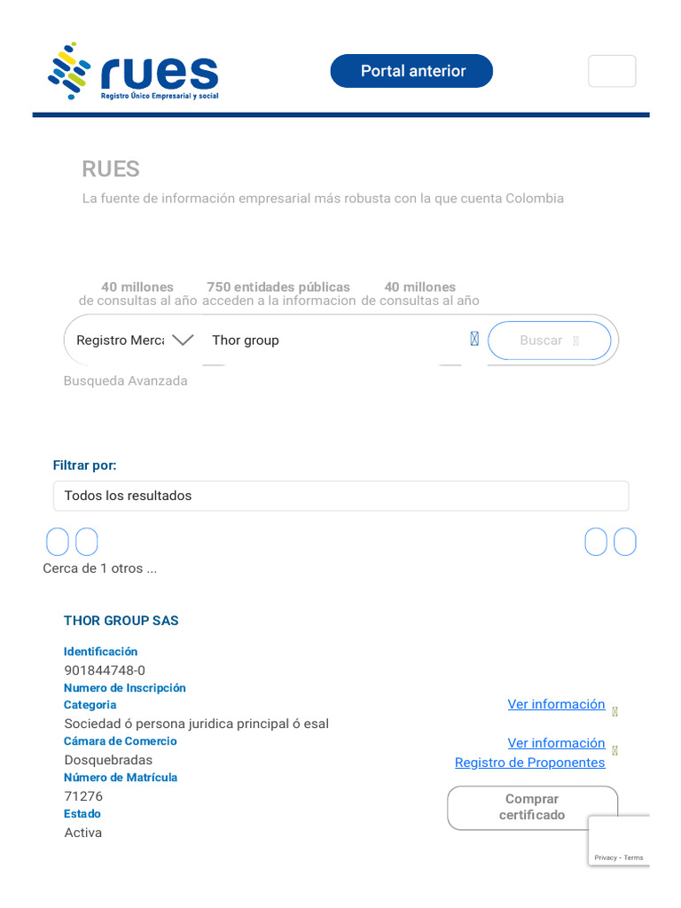 RUES Registro Unico Empresarial y Social | PDF