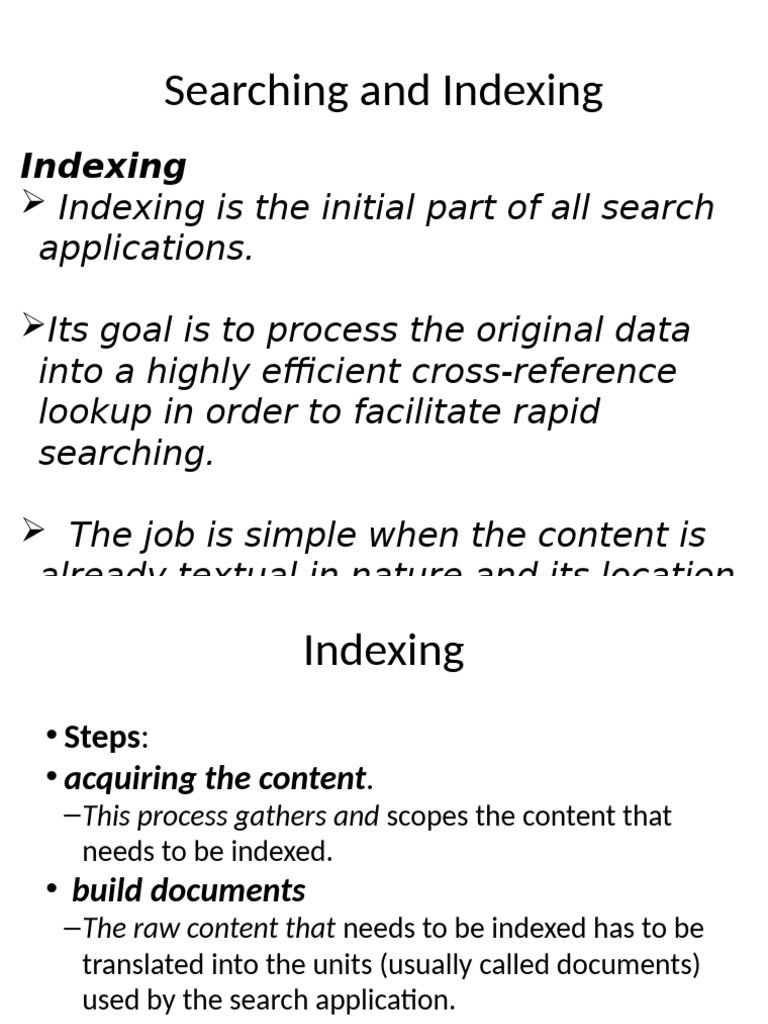 Searching and Indexing | PDF | Search Engine Indexing | Data Management