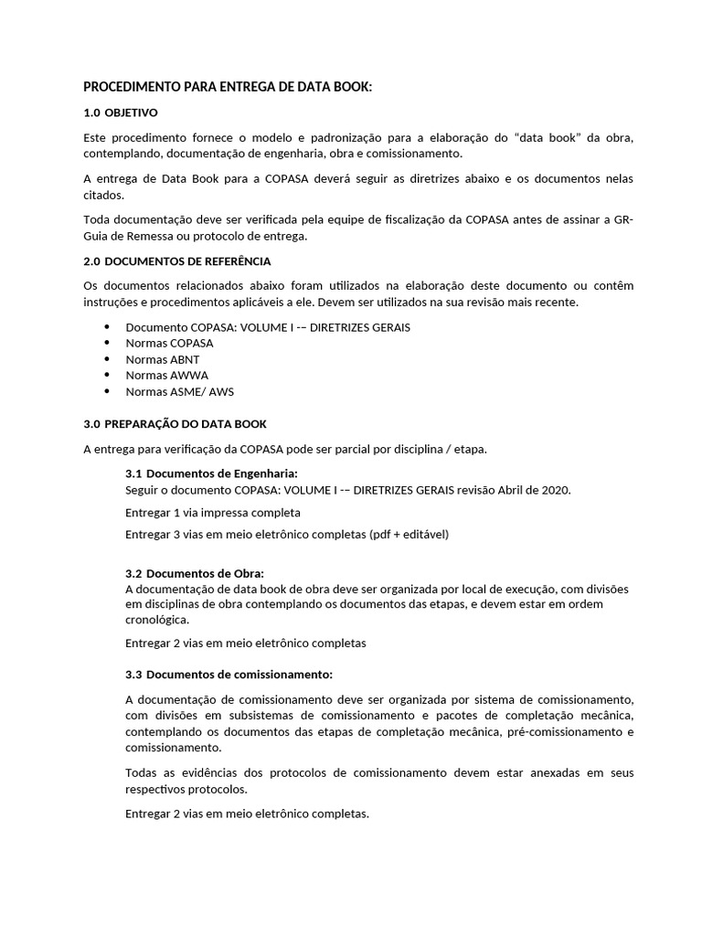 PROCEDIMENTO PARA ENTREGA DE DATA BOOK | PDF | Calibração