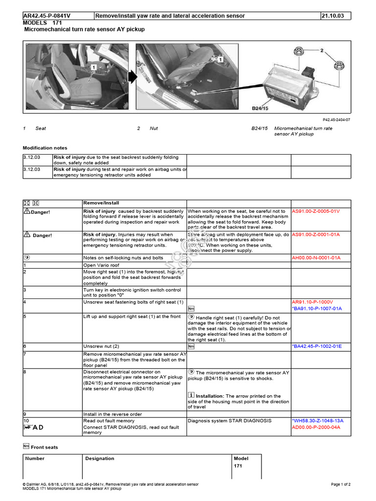 Remove_install yaw rate and lateral acceleration sensor | PDF | Airbag ...