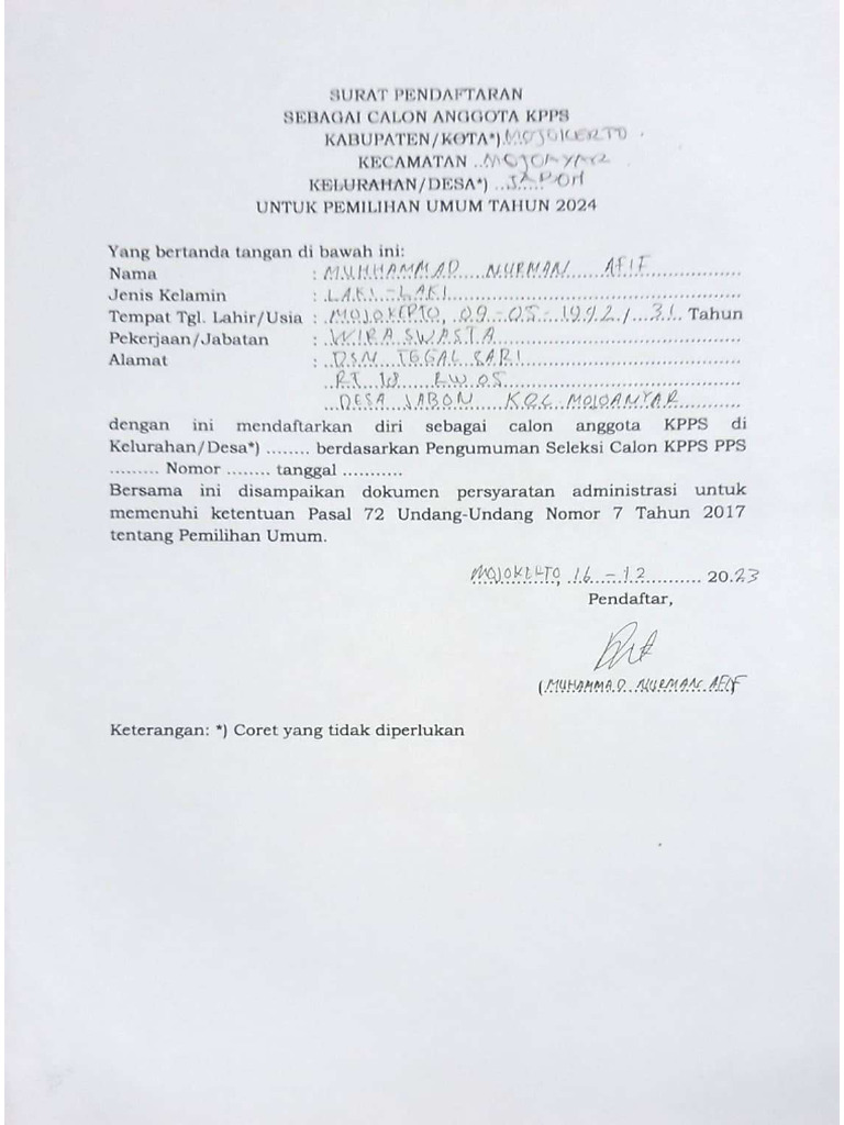 Pendaftaran Mas Apid | PDF