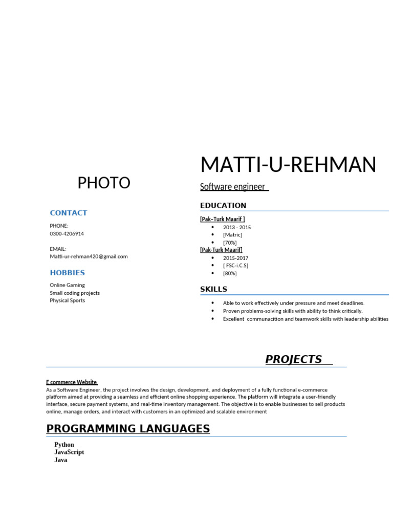 Software Engineer Profile: Skills & Projects | PDF