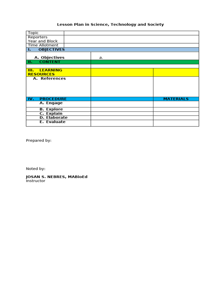 5Es LP Format_082216 | PDF