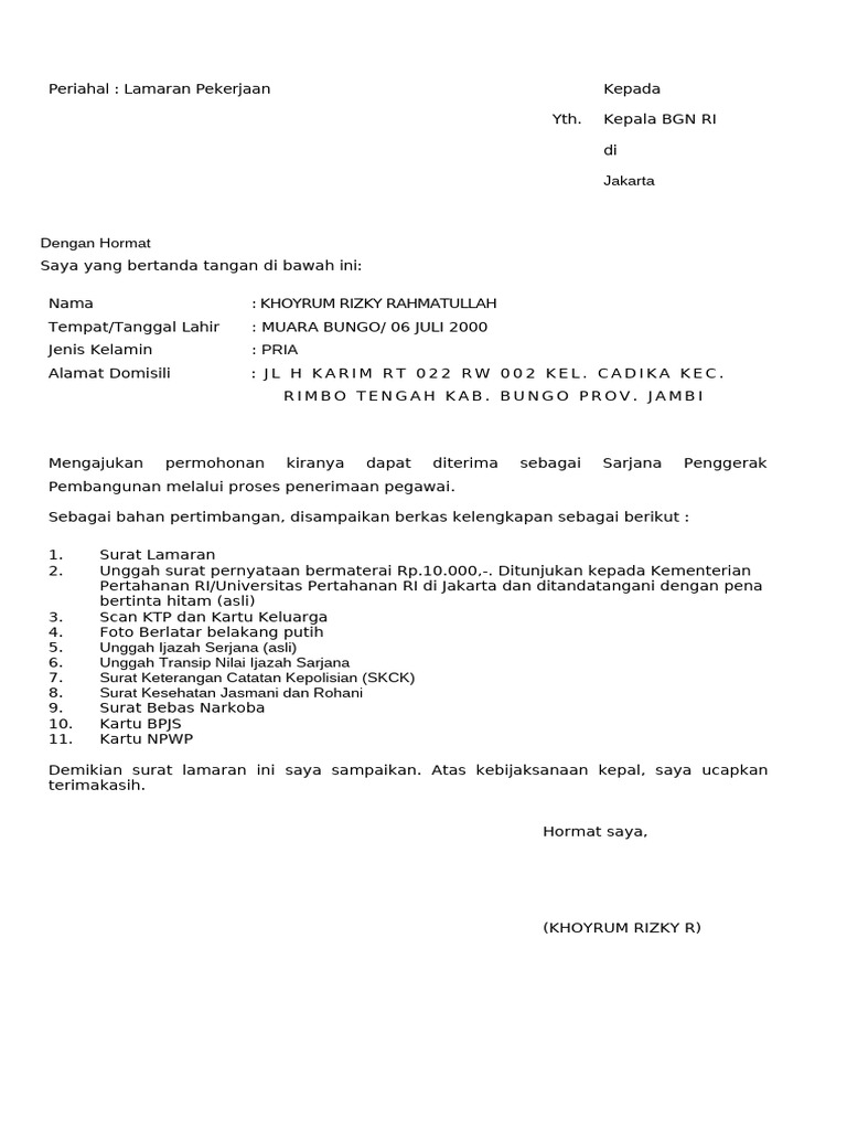 -Surat-Lamaran-SPPI | PDF