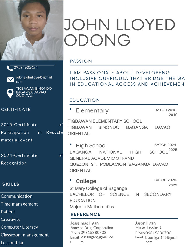John Lloyd Odong's Educational Profile | PDF
