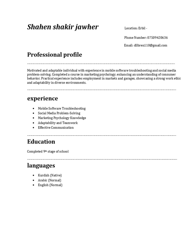 Shahin Shakir Jawher CV | PDF