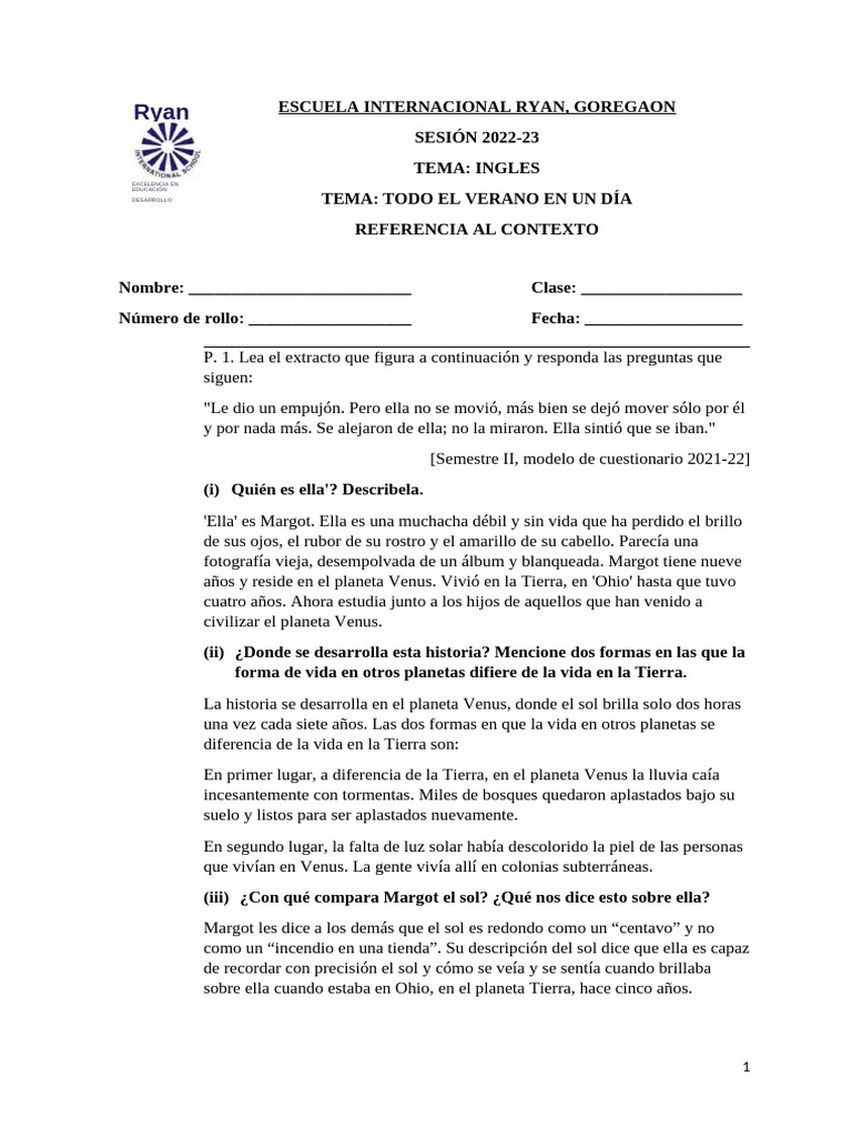 Análisis de "Todo el verano en un día" | PDF | Dom | Venus