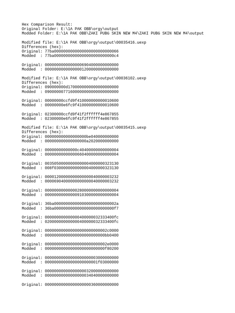 Hex Comparison Result With Differences | PDF