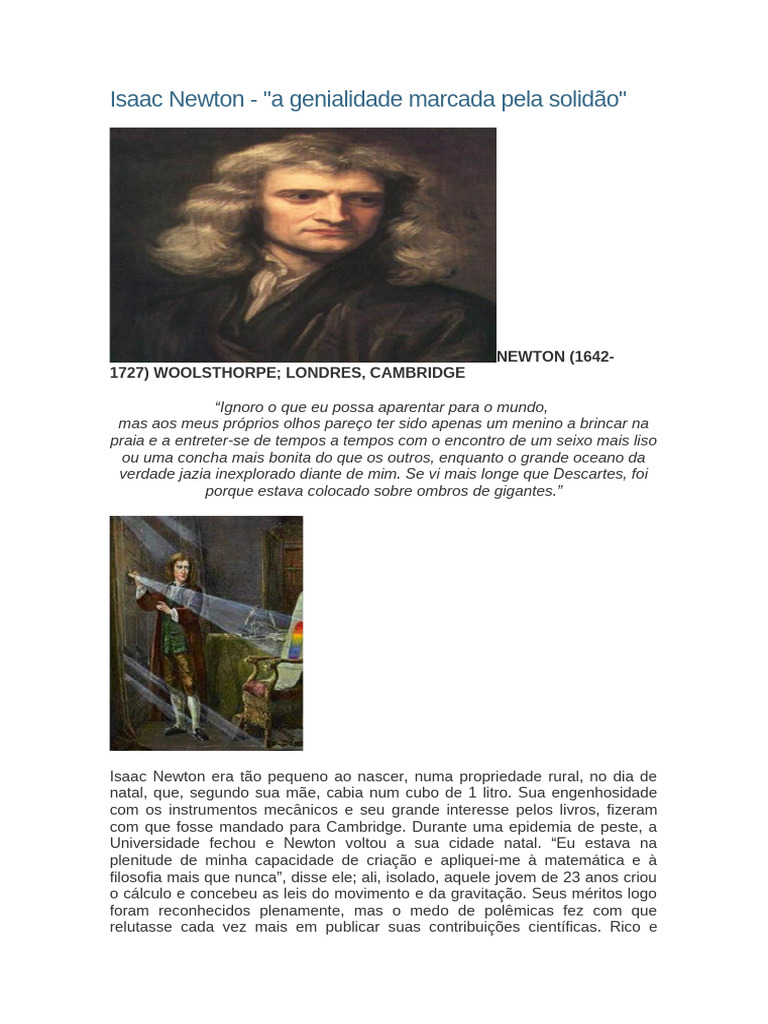 Isaac Newton | PDF | Isaac Newton | Força