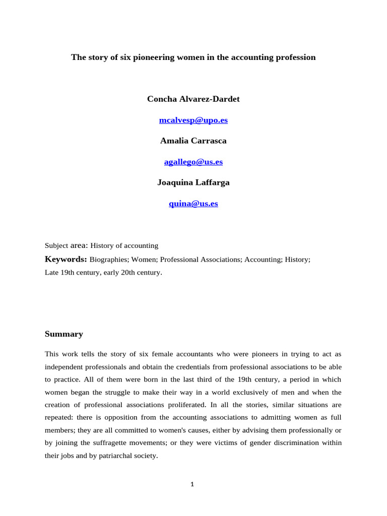 History of Six Pioneering Women in The Accounting Profession | PDF ...