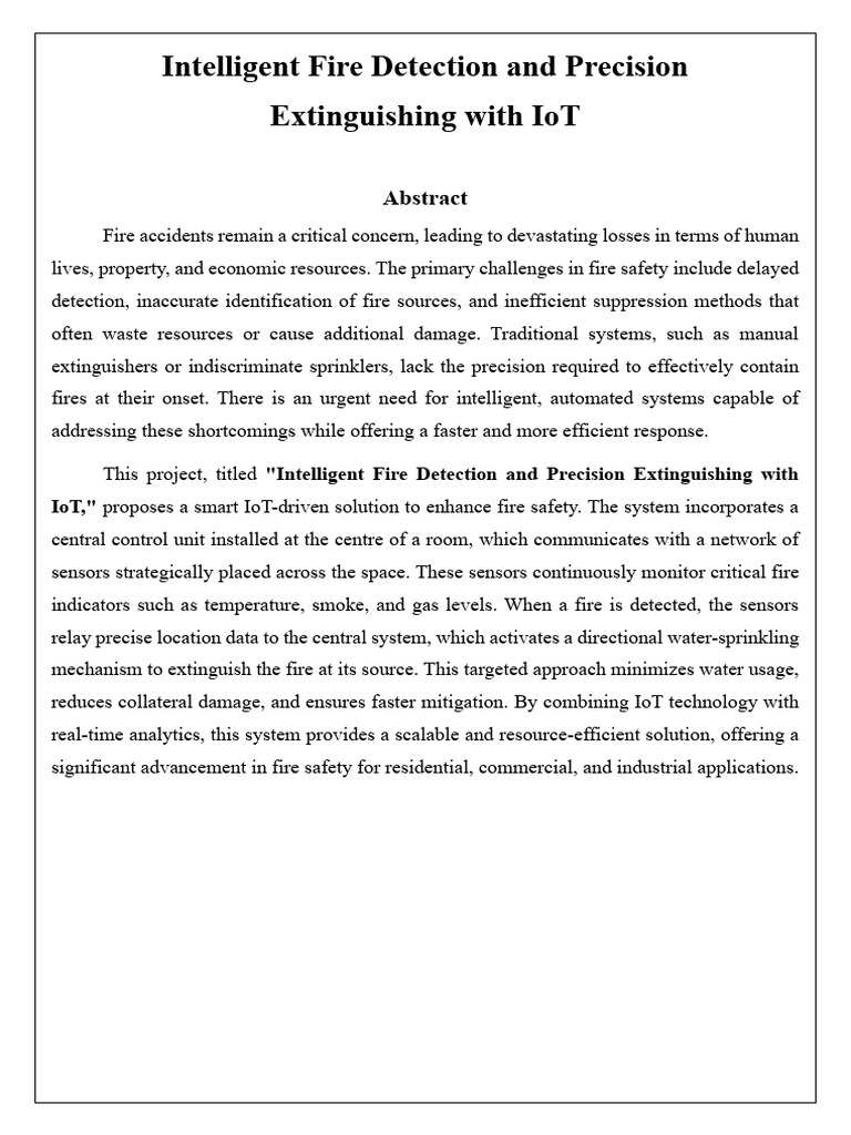 Intelligent Fire Detection and Precision Extinguishing With IoT | PDF