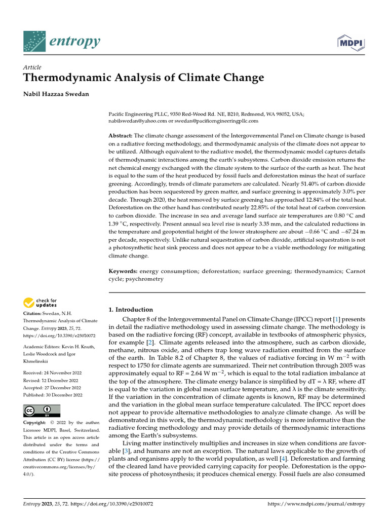 entropy-25-00072 | PDF | Atmosphere Of Earth | Climate Change