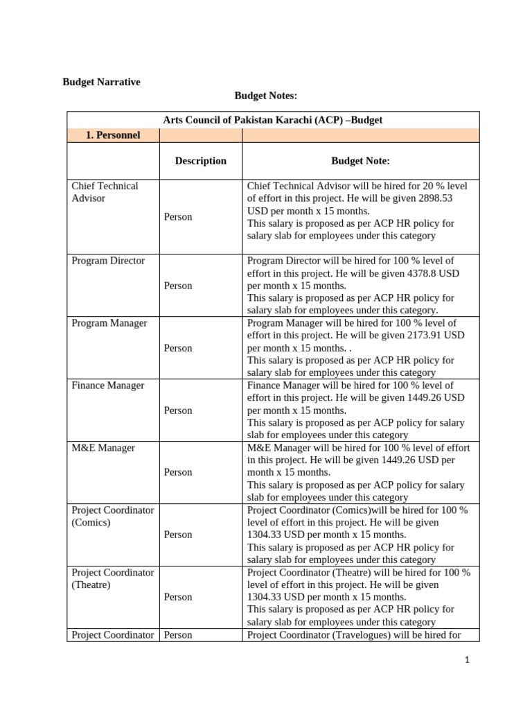Budget Narrative | PDF | Salary | Employee Benefits