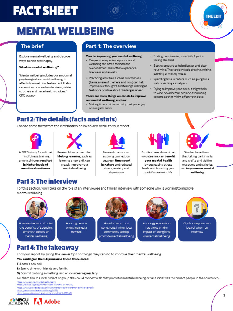 Mental Wellbeing Fact Sheet - The Edit | PDF | Mental Health | Well Being