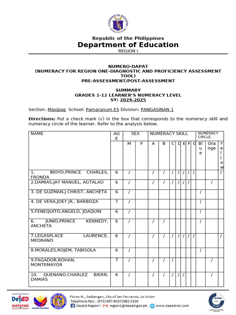 Numeracy Assessment Summary 2024-2025 | PDF | Learning | Procedural Knowledge