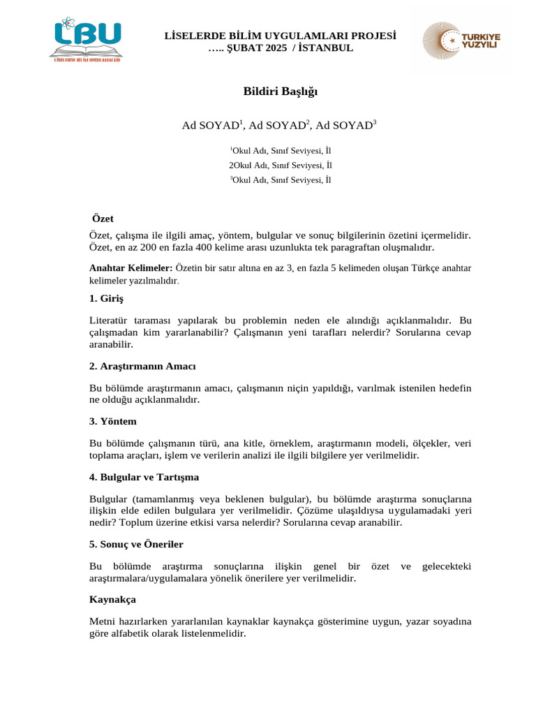 LBU 2024 - Bildiri Formatı - Kopya | PDF