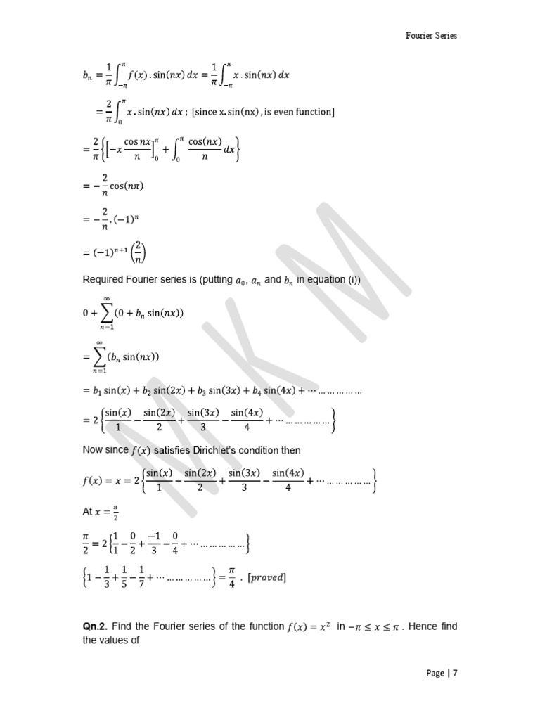 Fourier series 01 | PDF | Fourier Series | Trigonometric Functions